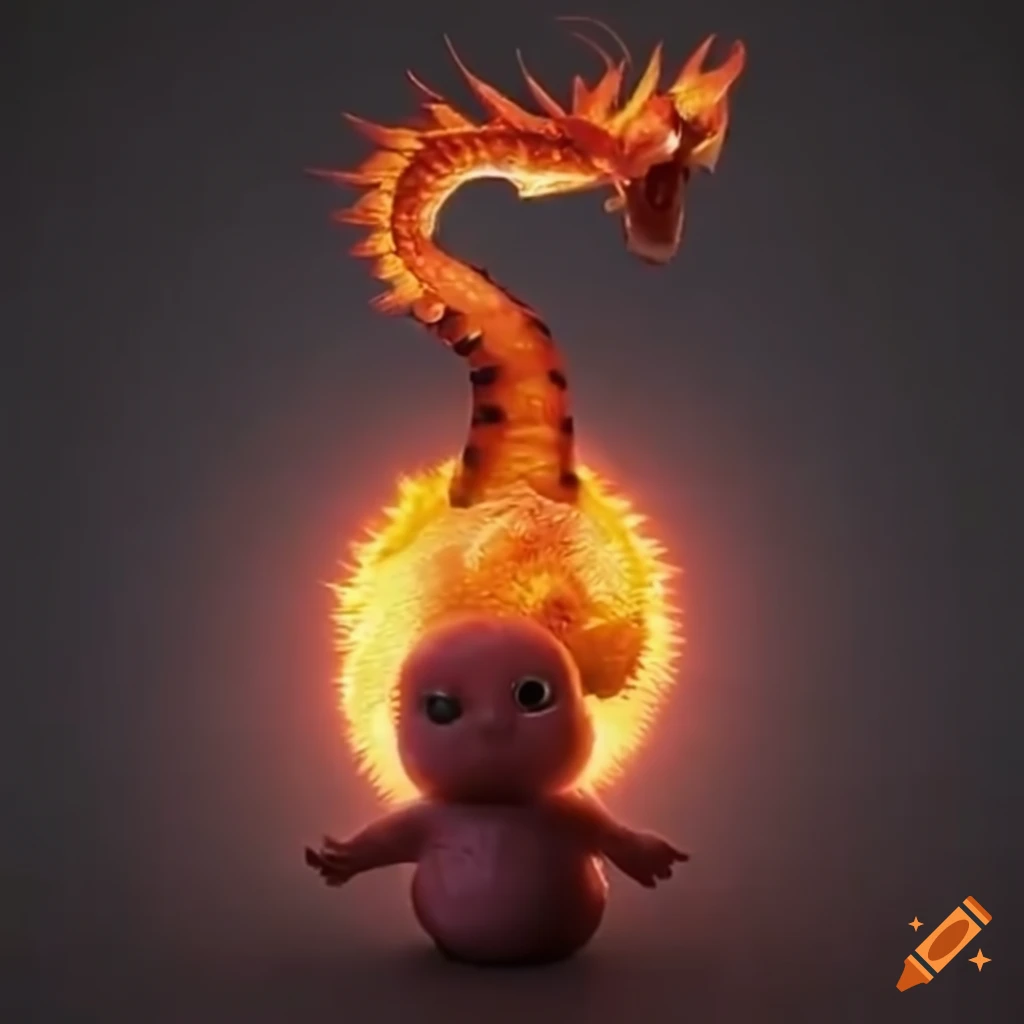 Adorable baby chick breathing fire like a dragon on Craiyon