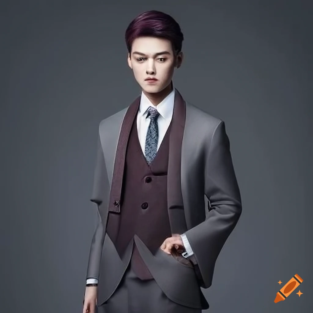 Fusion fashion of men's suit and kimono on Craiyon