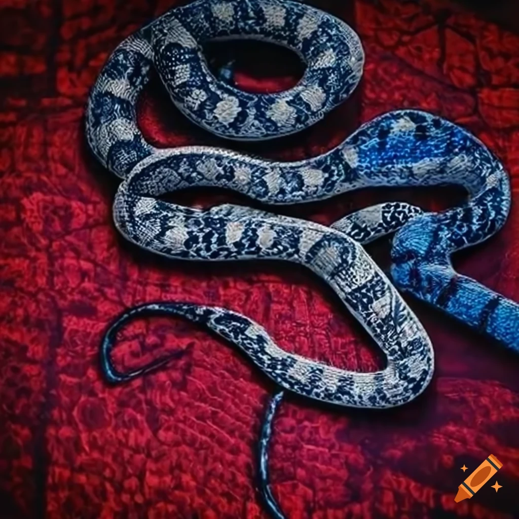 Red, white, and blue dollar bills with snake print