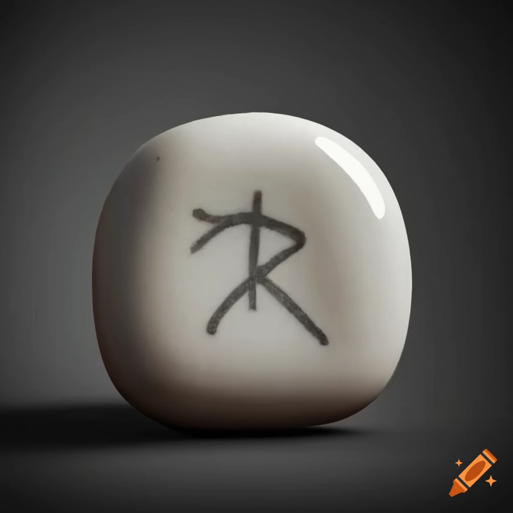 Large white stone rune with seven engraved lines on Craiyon