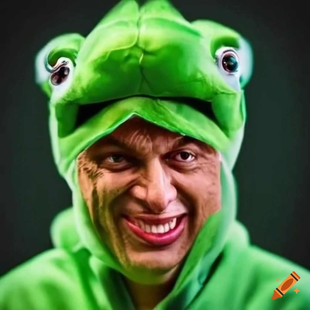 Man wearing a frog costume on Craiyon