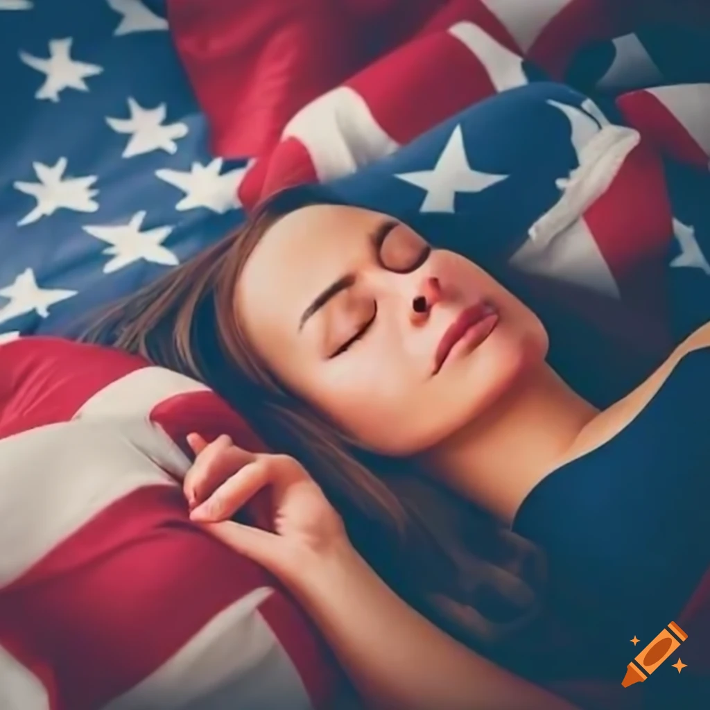Person sleeping with american flag on Craiyon
