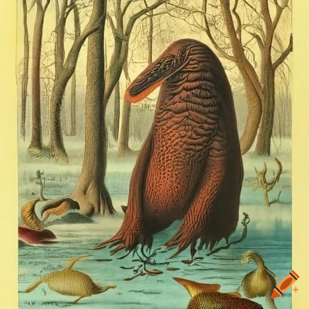 Detailed chromolithograph of the Groke and its habitat on Craiyon