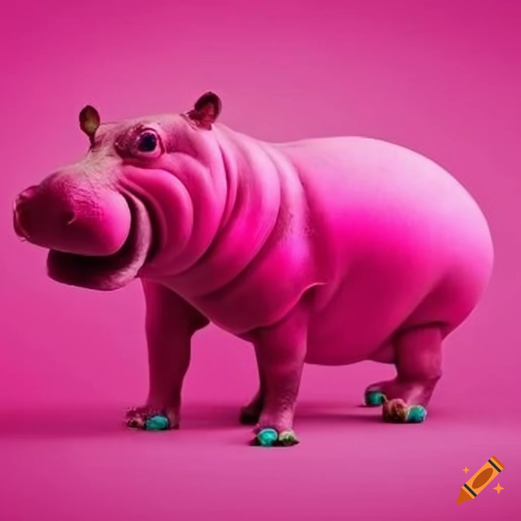 Vibrant hot pink hippo on Craiyon