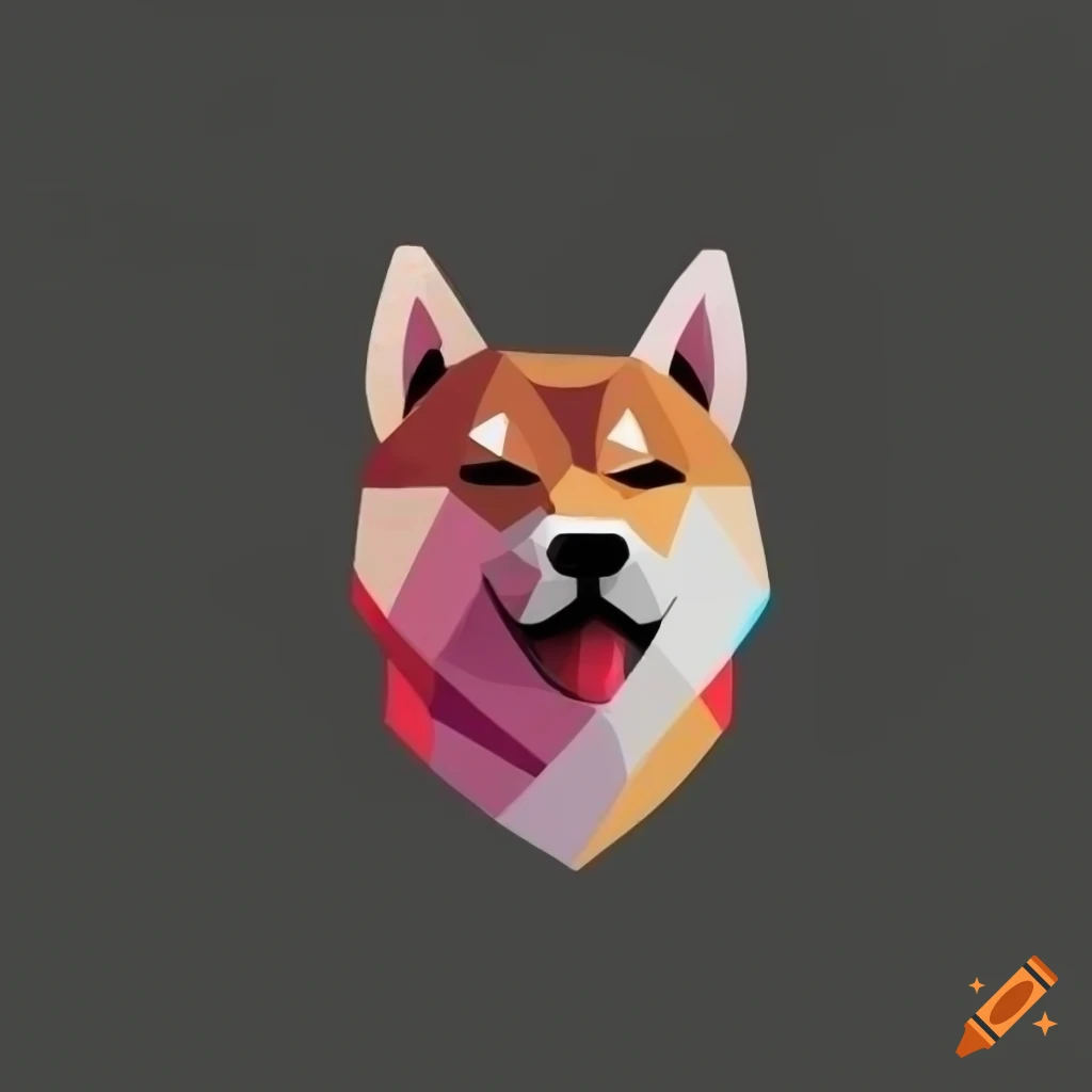 Modern geometric shiba inu dog logo design in black and dark red on Craiyon