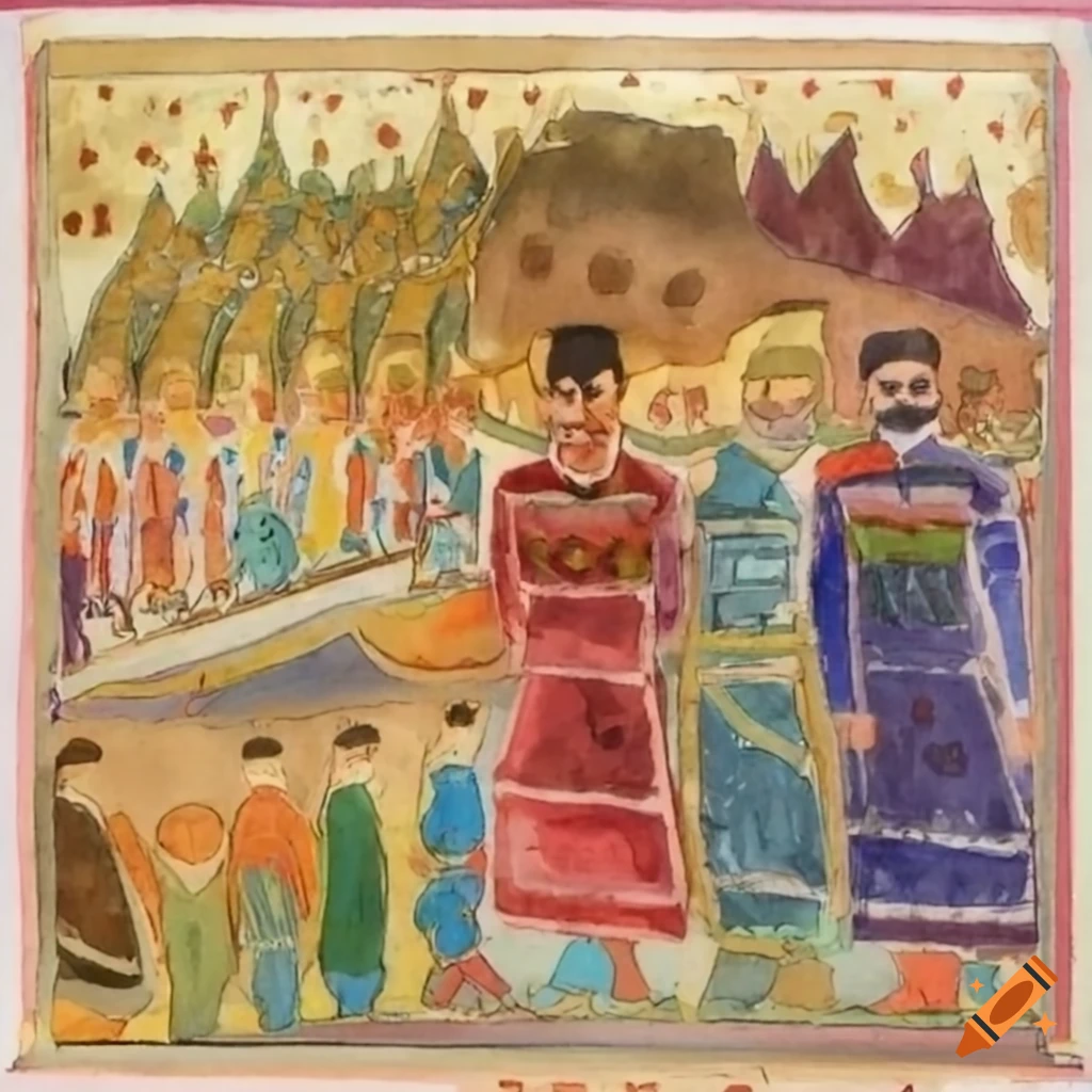 Biblical scene depicting Yosef giving wagons and provisions to his ...