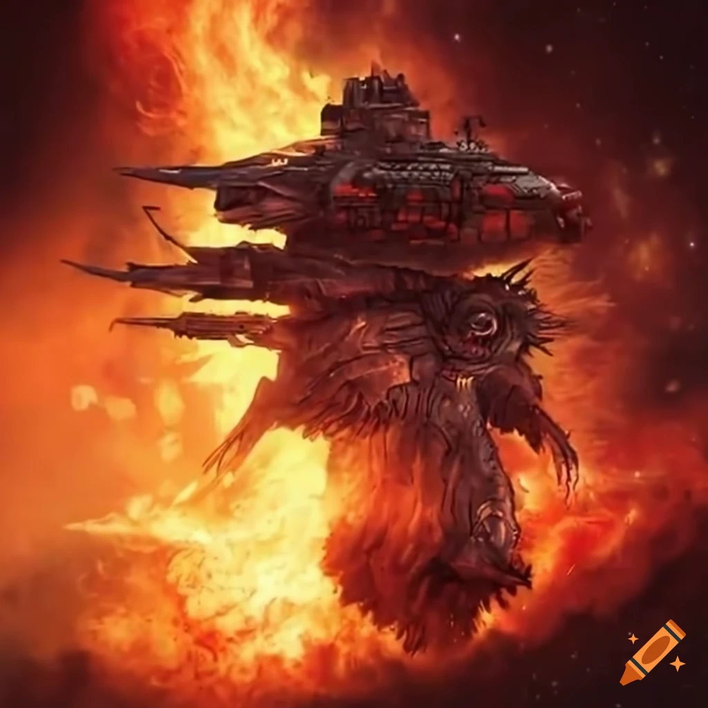 Sci-fi fighter ship battling an otherworldly laser-wielding creature ...