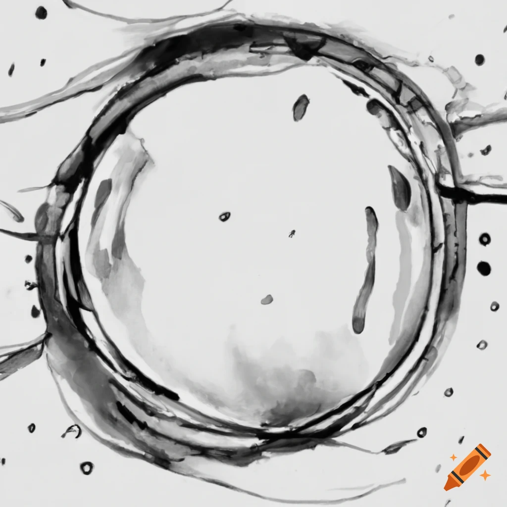 Pencil drawing of a wet circle left by a glass of beer on a table on ...