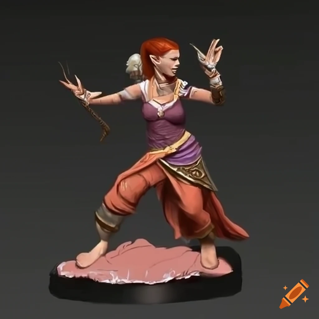 Illustration of a female sun elf monk