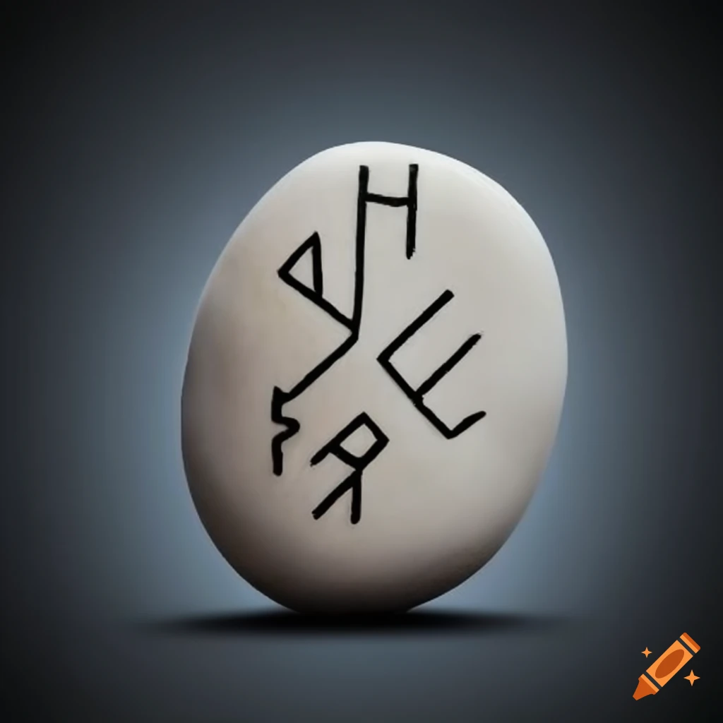 Large white stone rune with seven engraved lines on Craiyon