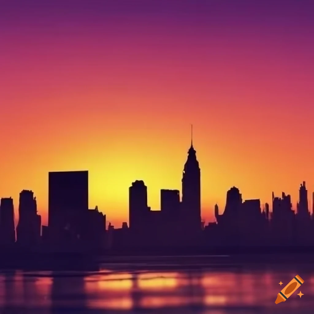 Cityscape at sunset on Craiyon