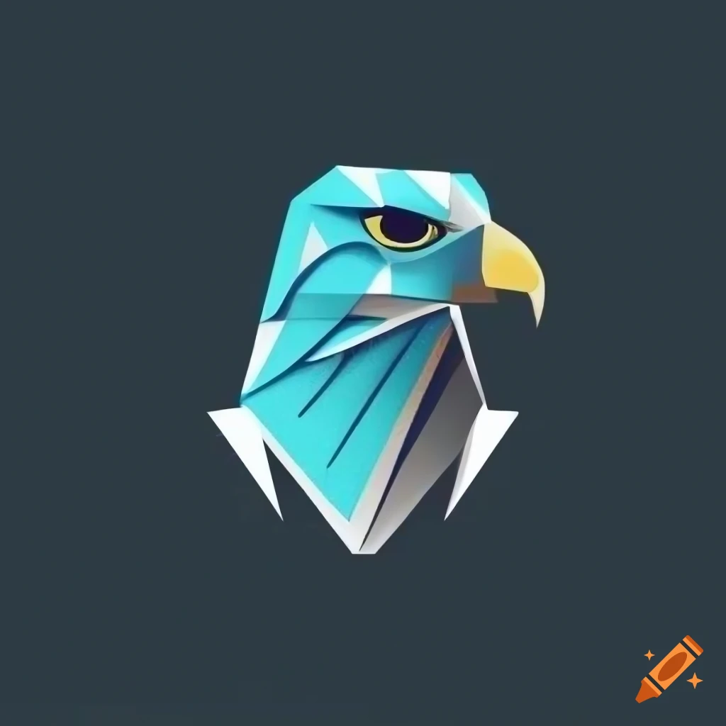 Modern geometric falcon head 2d logo design on Craiyon