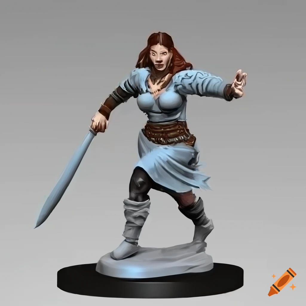 Illustration of a female human fighter in d&d