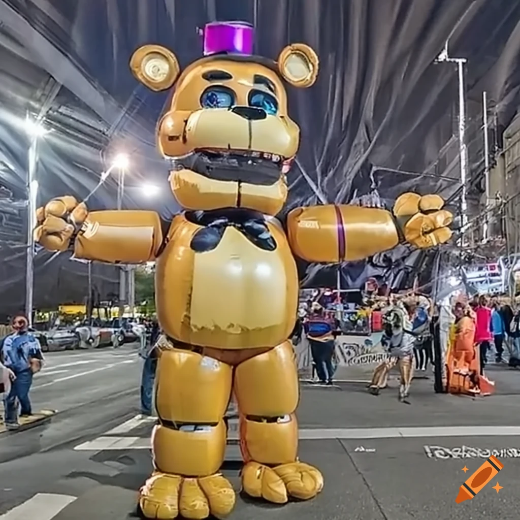 Helium inflatable giant freddy fazbear on the street