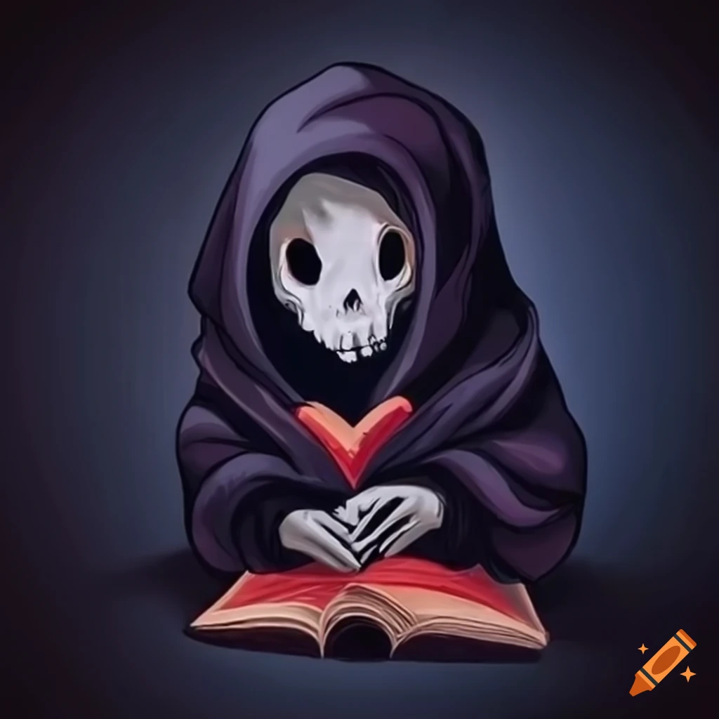 Cute reaper reading a book