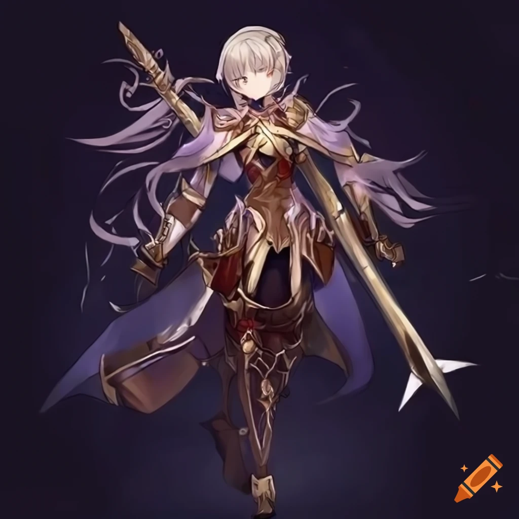 Female warrior in armor with short hair in a fiery emblem-themed setting