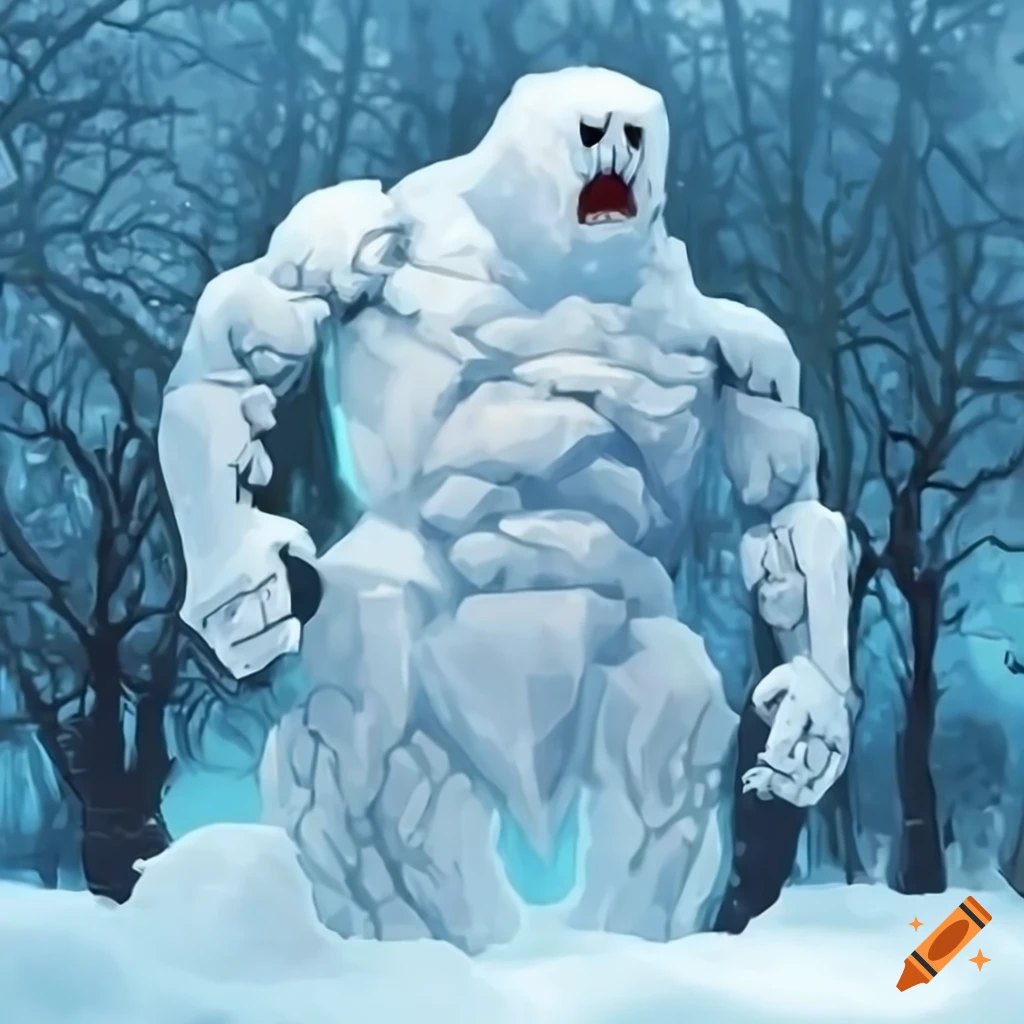 Snow golem in an icy and cold environment