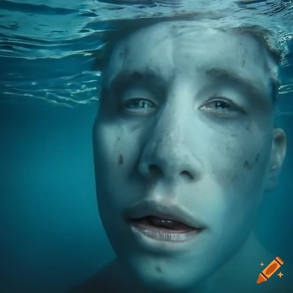 Man's face underwater