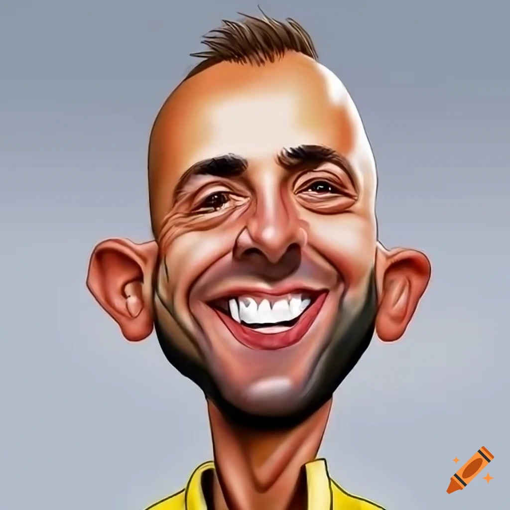 Caricature cartoon of nathan lyon cricketer