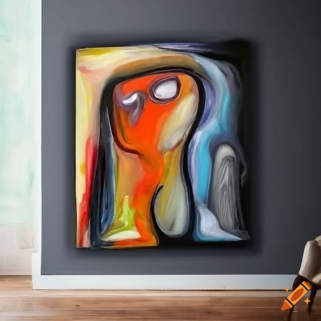 Distorted figure in abstract oil painting on Craiyon