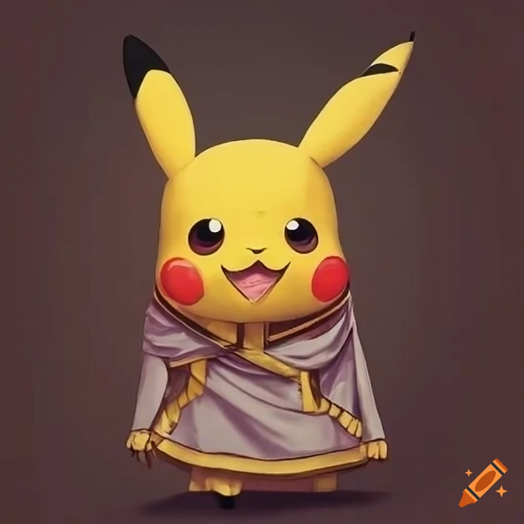 Pikachu dressed as a roman emperor