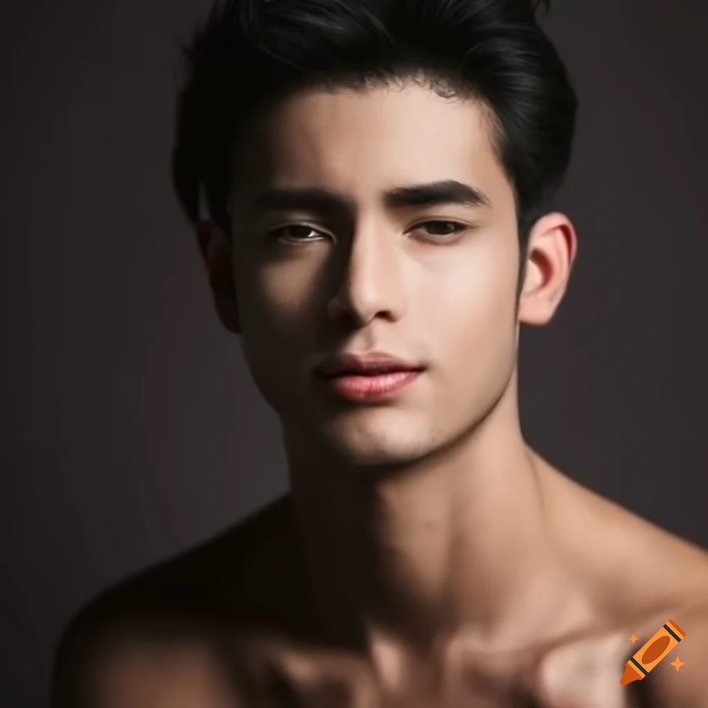 Captivating handsome man with spiked black hair and smoldering gaze on ...