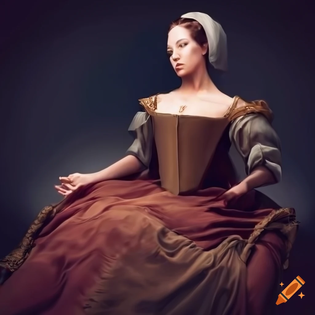 Renaissance woman in a reclining position with dark background