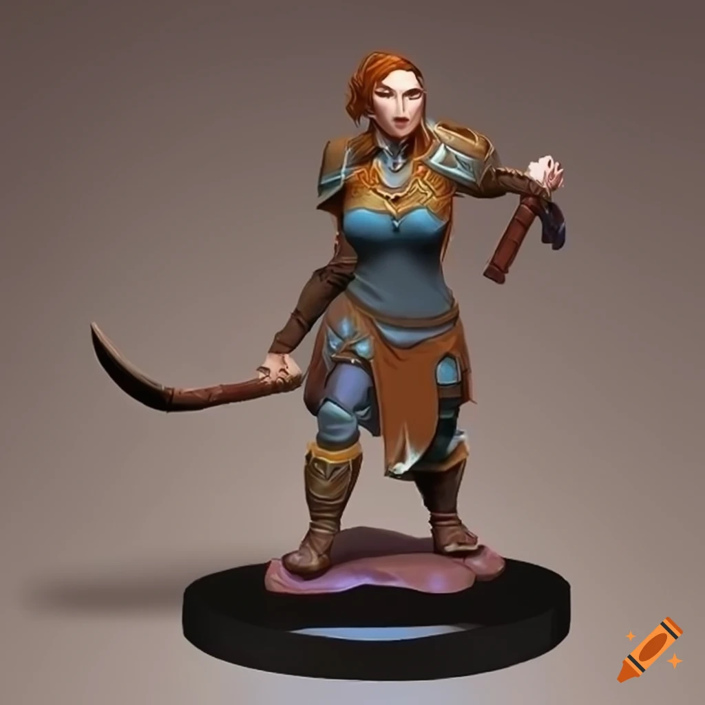 Illustration of a female human fighter in d&d