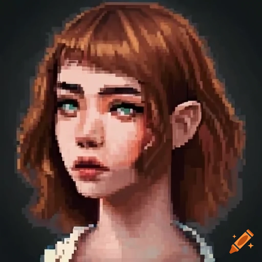 Detailed realistic pixel art character of a girl in a video game ...