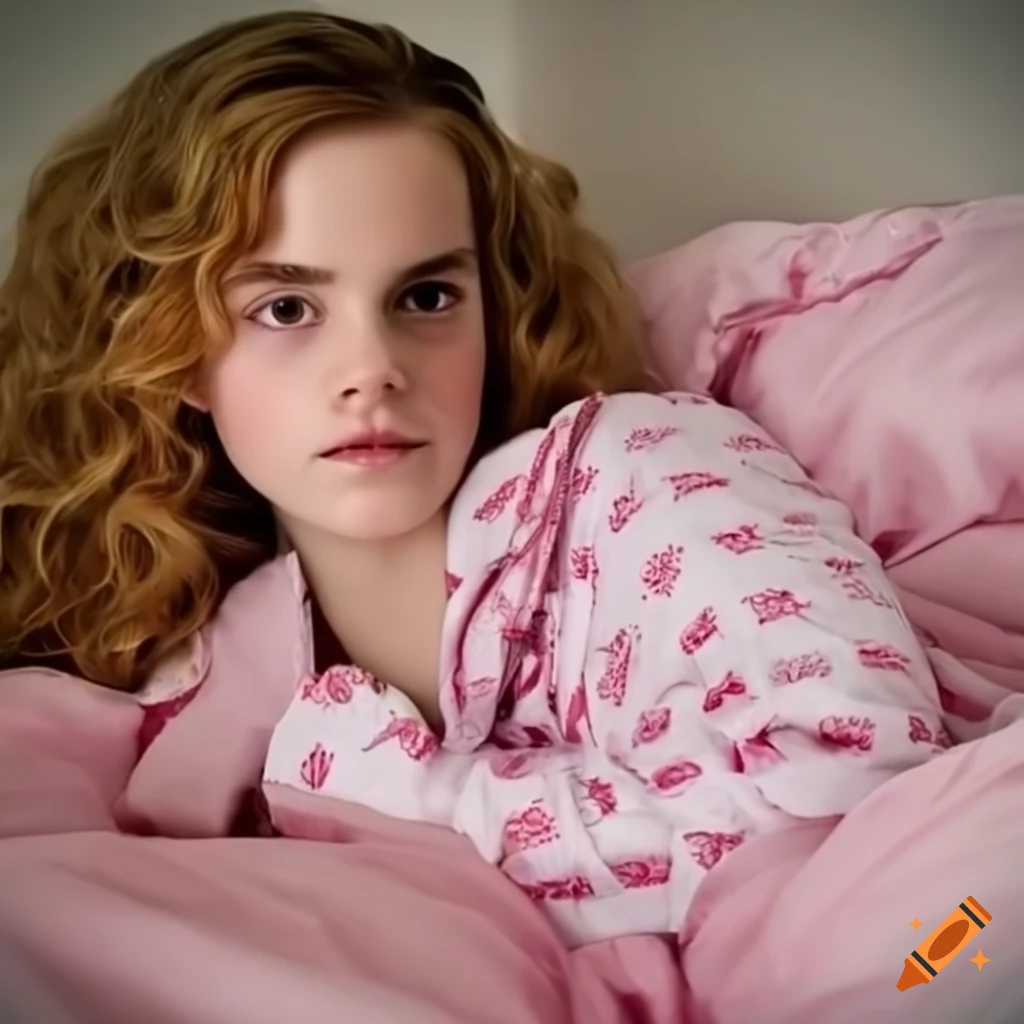 Hermione in pajamas in bed on Craiyon