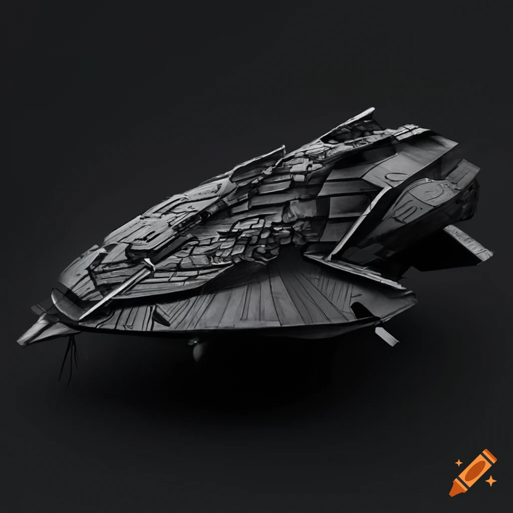 Black spaceship with crow-inspired design on Craiyon