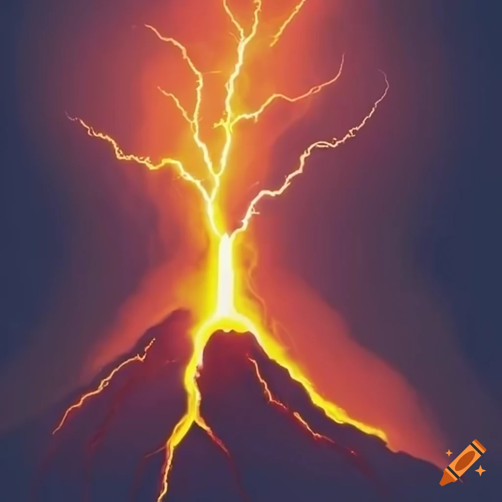 Volcano struck by lightning