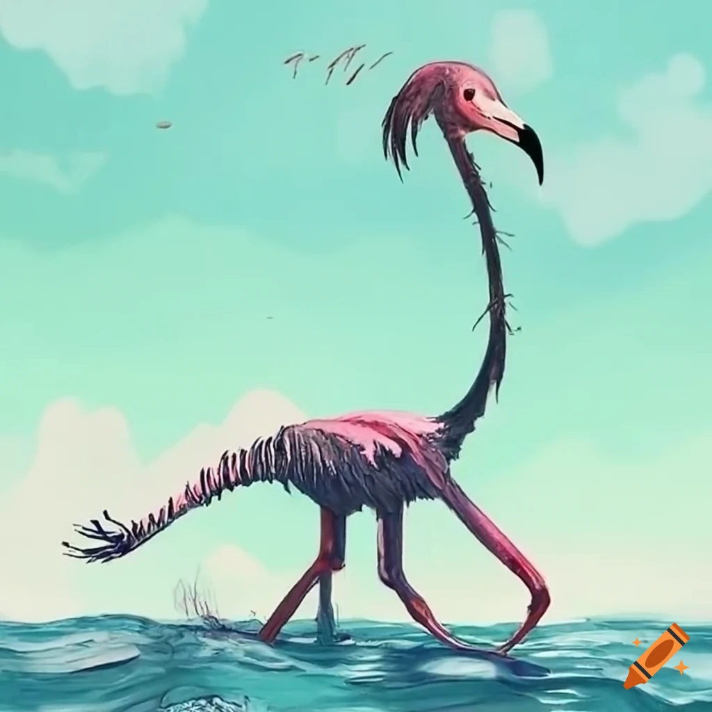 Tyrannosaurus rex with flamingo legs on Craiyon