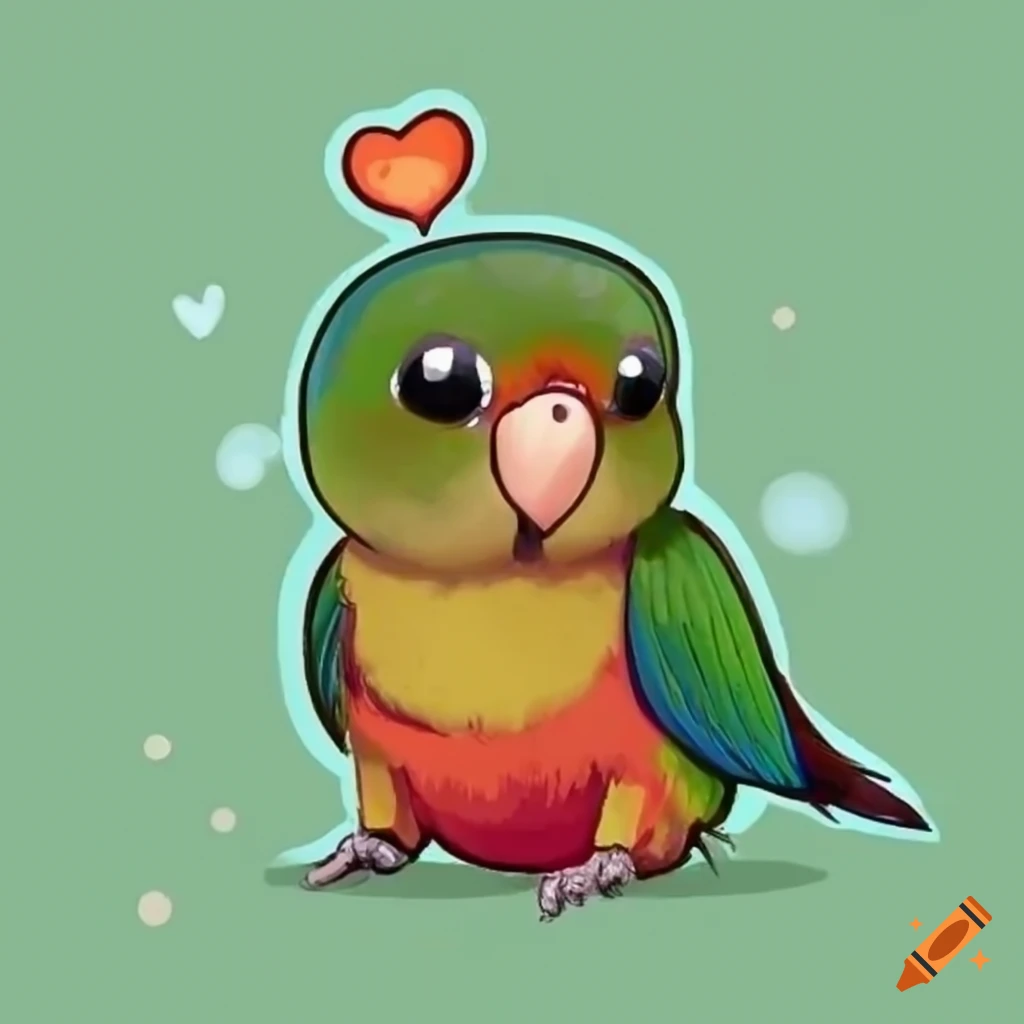 Adorable chibi green cheek conure