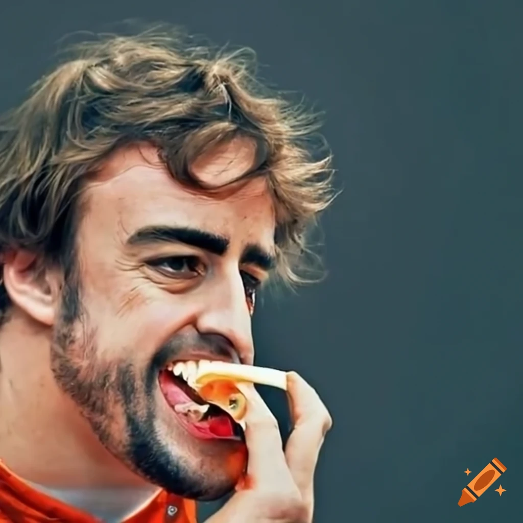 Fernando Alonso enjoying a meal on Craiyon