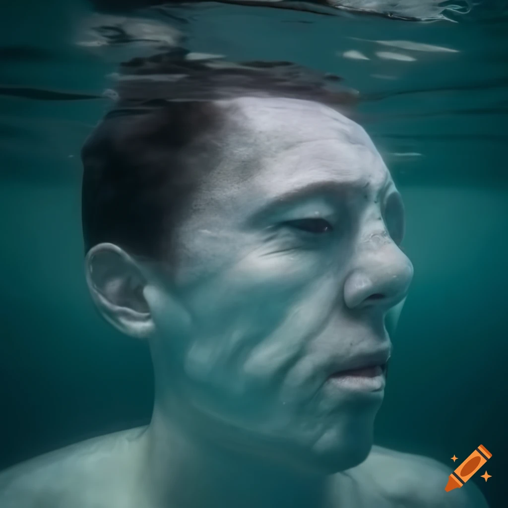 Man's face underwater in a photograph on Craiyon