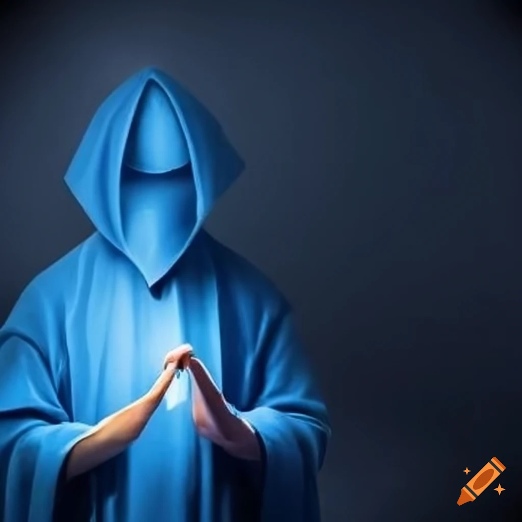 Monk in blue robes conjuring a forcefield