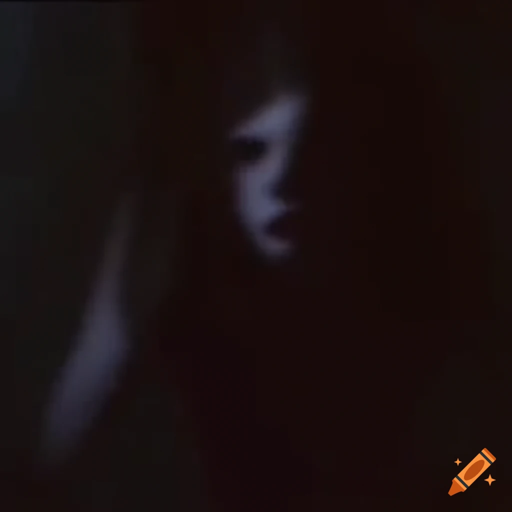 Grainy vhs footage of creepy face in early internet style