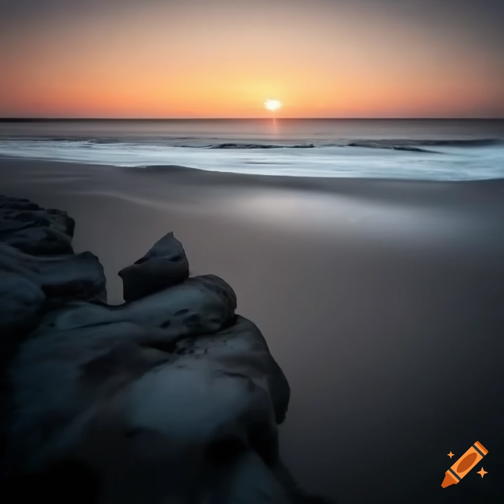 Desolate beach on a melancholic morning on Craiyon