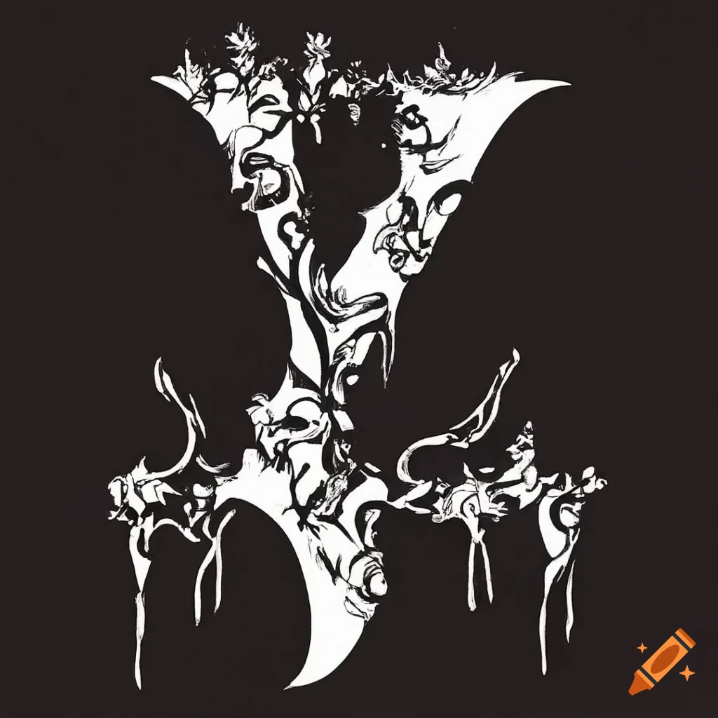 Abstract ornamental design with graffiti elements and intricate letter ...
