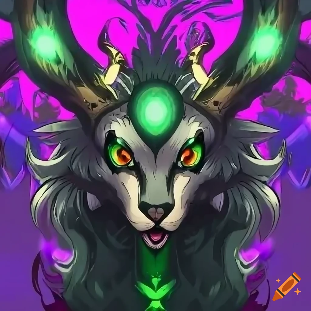 Stylized anime animal hybrid with majestic horns in colorful 8k resolution