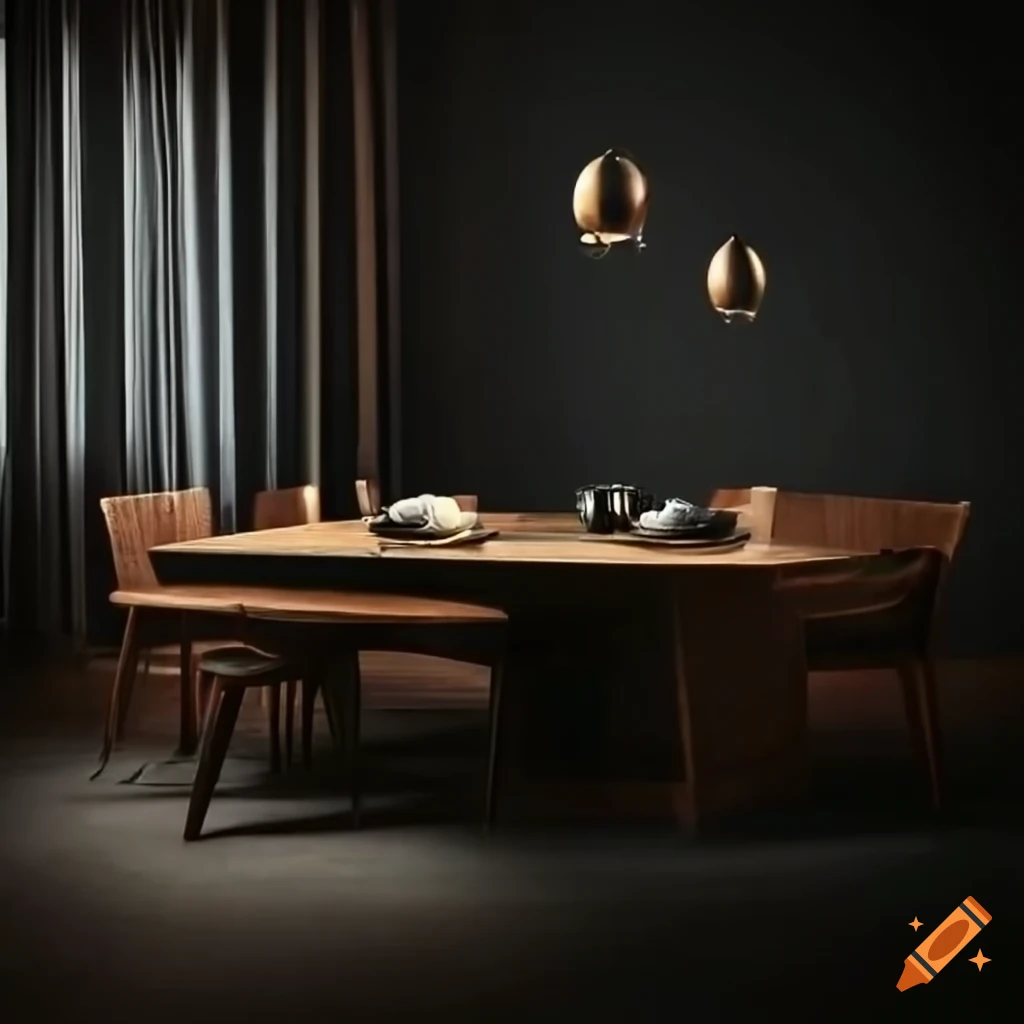 Dining table in a dark room