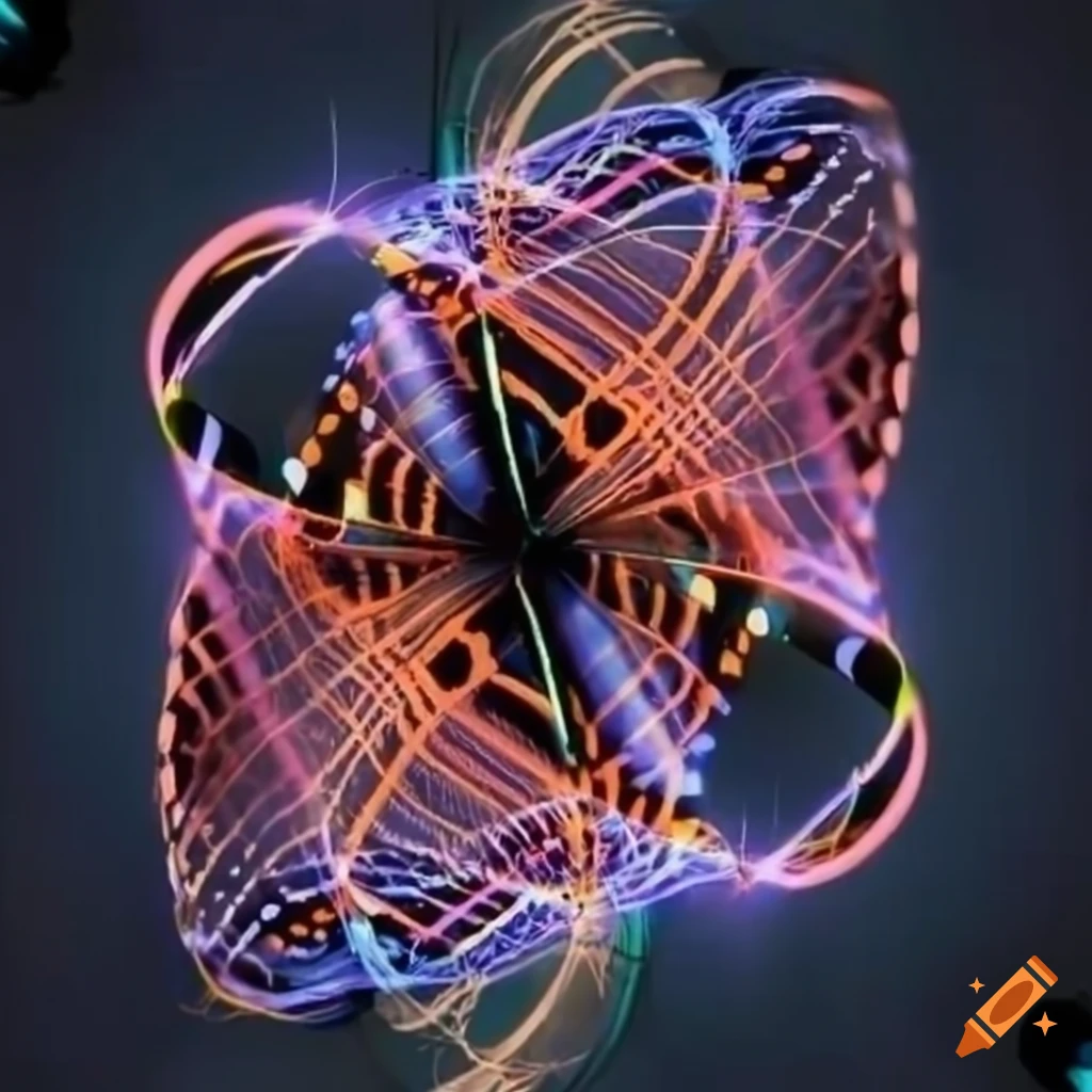 Butterfly supercomputer fusion with wires and tech elements on Craiyon