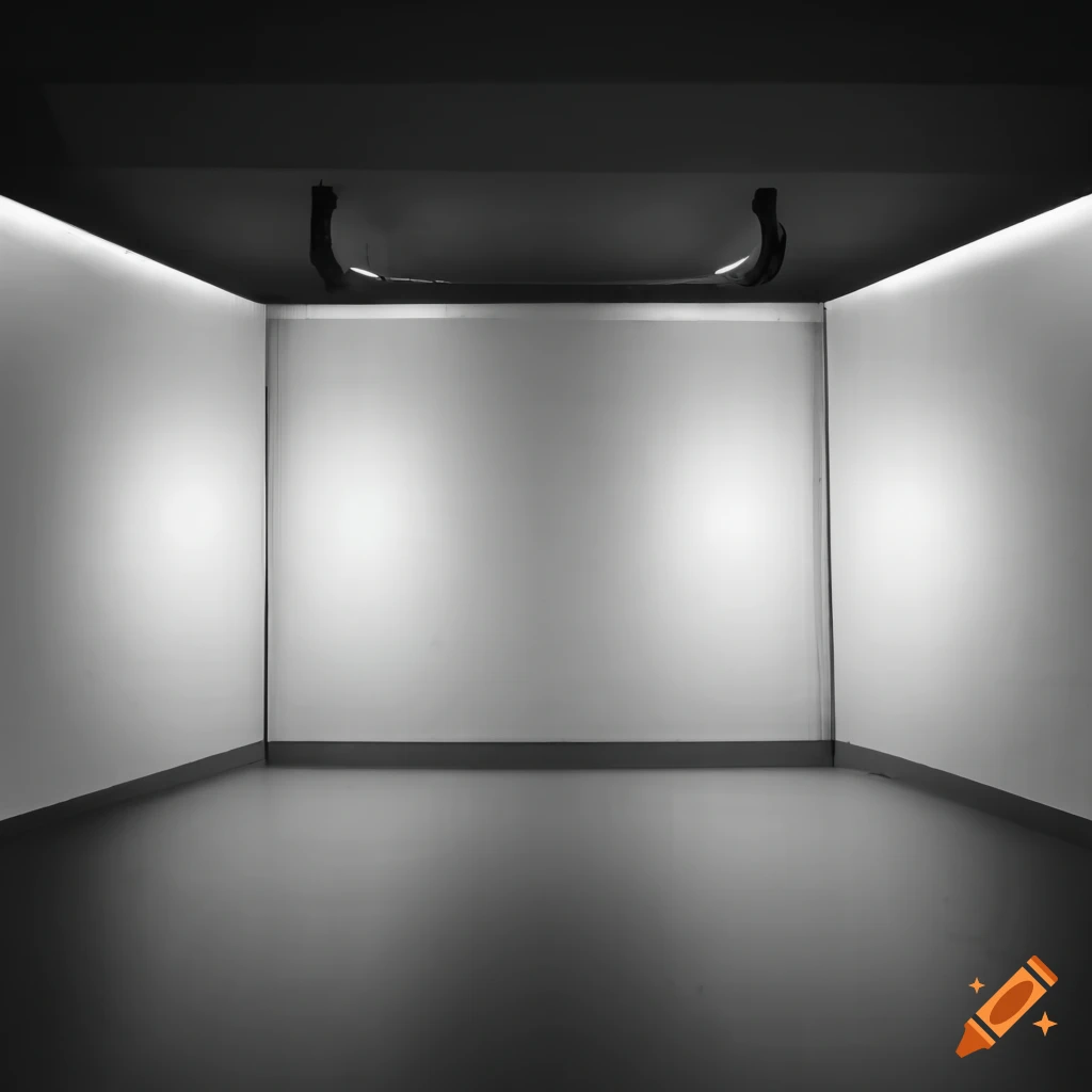 Empty exhibition room with dim lighting on Craiyon