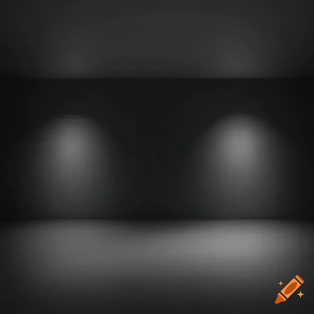 Empty exhibition room with dim lighting and space for two objects on ...