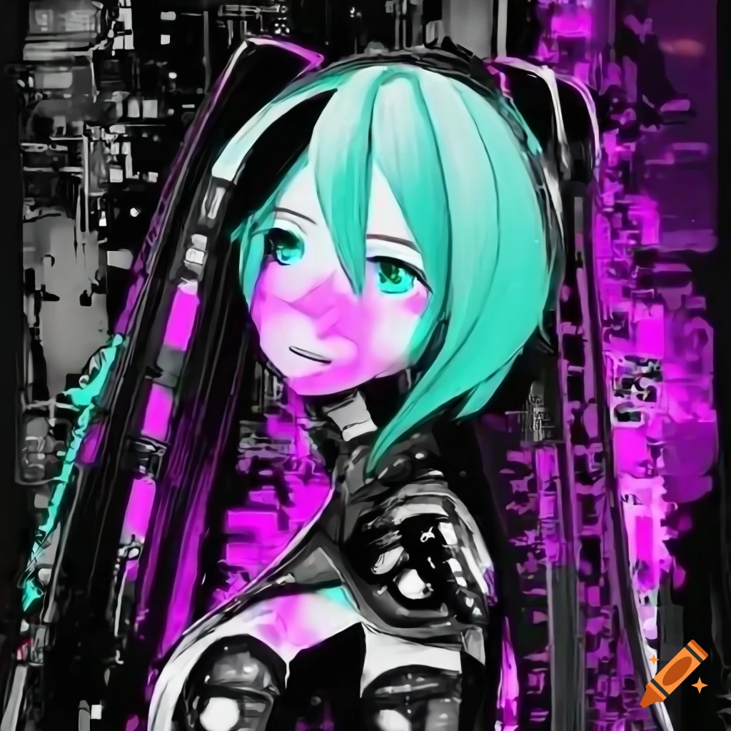 Futuristic Cyberpunk Style Black And White Profile Picture Of Hatsune