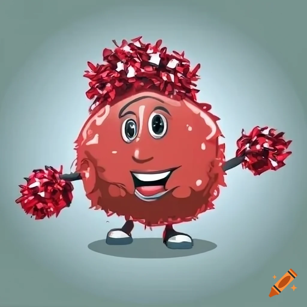 Cheerleading meatball cartoon character