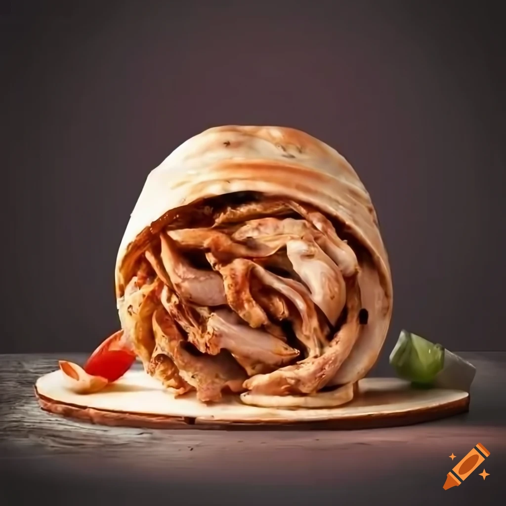 Sliced chicken donner kebab meat