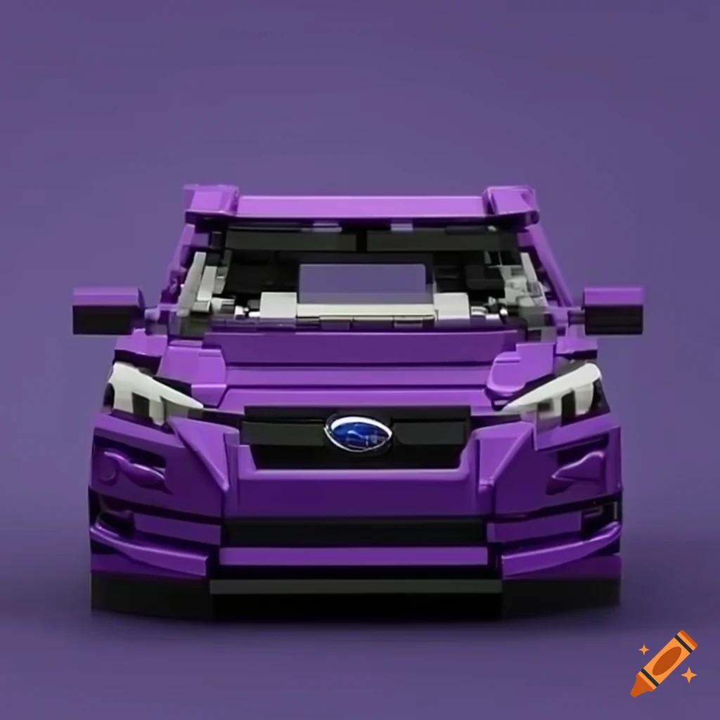 Purple lego replica of a 2017 subaru impreza hatchback