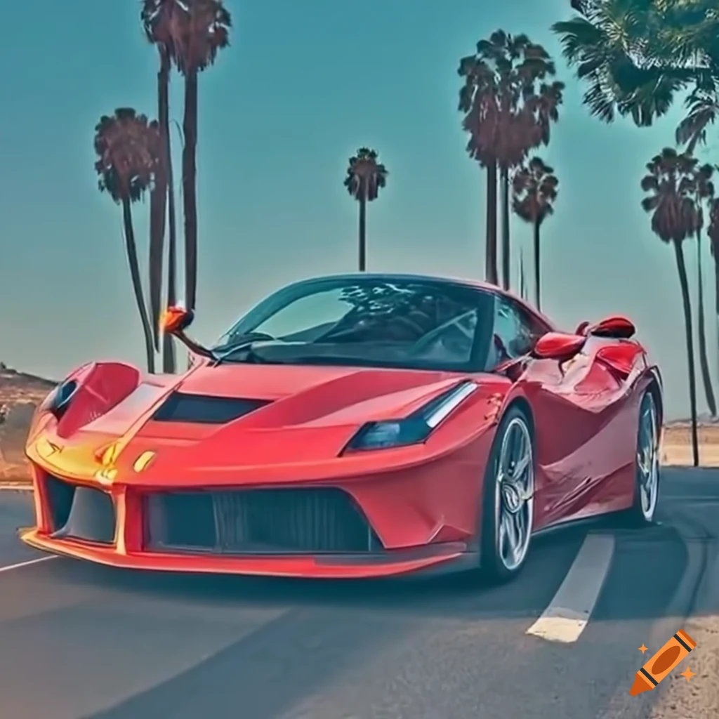 Sunny day in los angeles with a ferrari laferrari on Craiyon